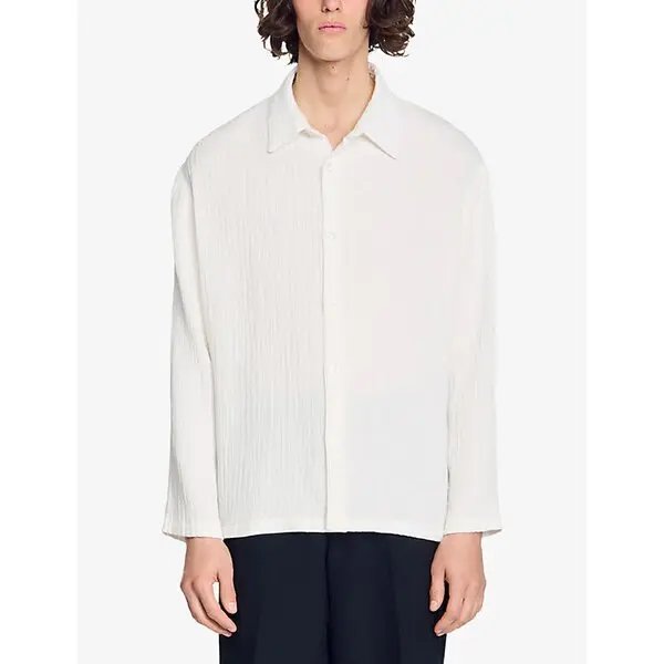 Sandro Crinkled Relaxed-fit Woven Shirt