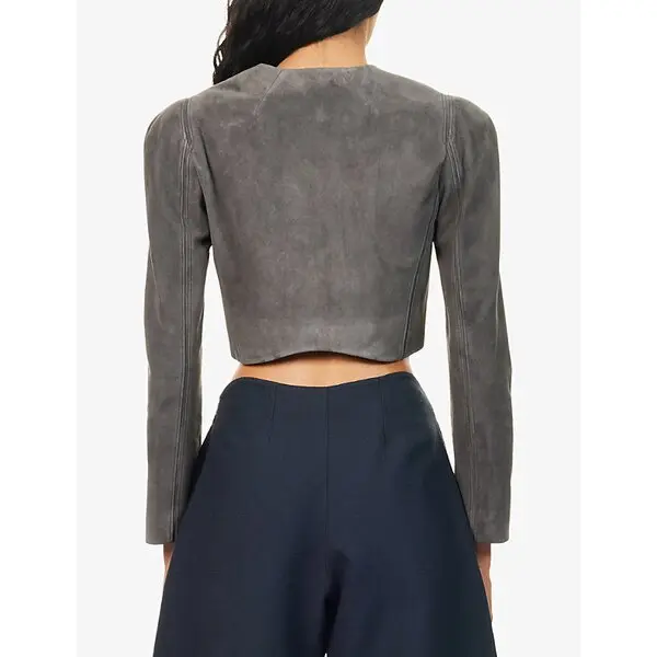 Alaïa Cropped Tailored Suede Jacket