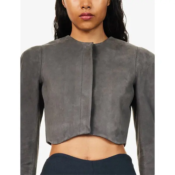 Alaïa Cropped Tailored Suede Jacket