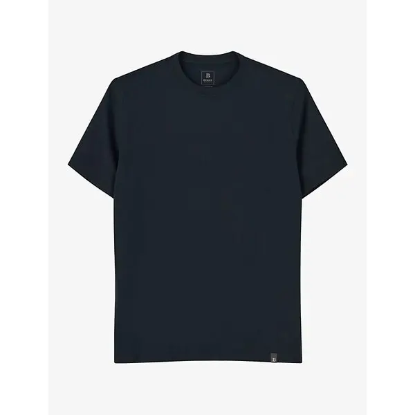 Boggi Milano Short-sleeved Branded-tab Stretch-cotton T-shirt