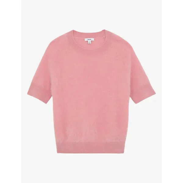 REISS Julia Short-sleeve Brushed-cashmere T-shirt