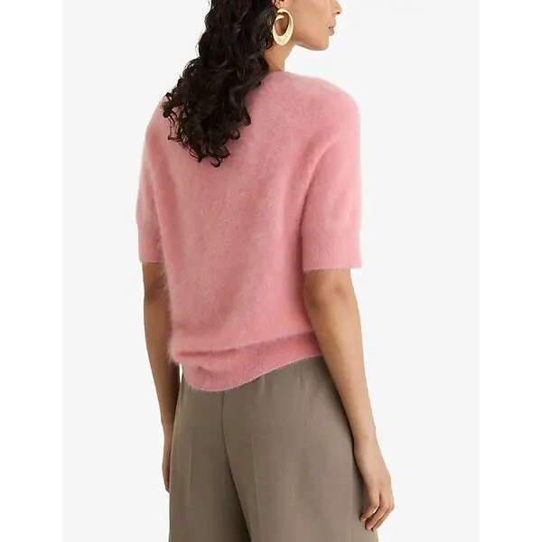 REISS Julia Short-sleeve Brushed-cashmere T-shirt