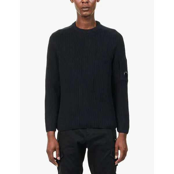 C.P. COMPANY Brand-lens Ribbed Cotton-blend Jumper