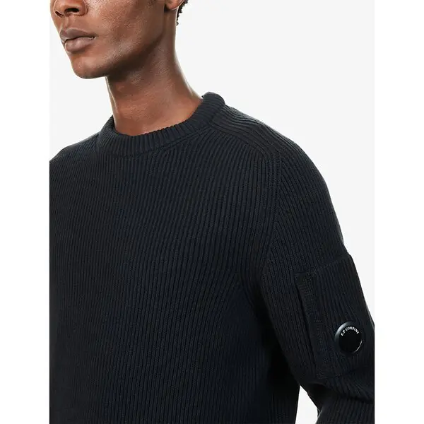 C.P. COMPANY Brand-lens Ribbed Cotton-blend Jumper