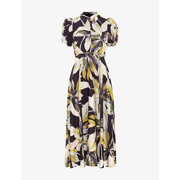 PHASE EIGHT Bella Floral Print Midi Shirt Dress