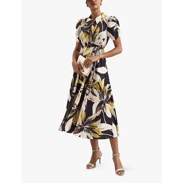 PHASE EIGHT Bella Floral Print Midi Shirt Dress
