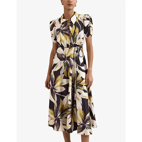 PHASE EIGHT Bella Floral Print Midi Shirt Dress