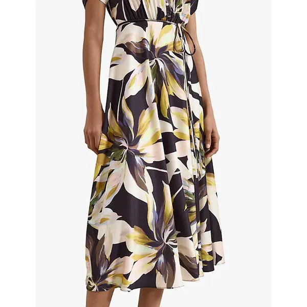 PHASE EIGHT Bella Floral Print Midi Shirt Dress