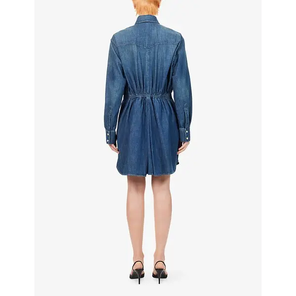 Valentino Garavani Denim Midi Shirt Dress With Polka Dot Scarf Tie