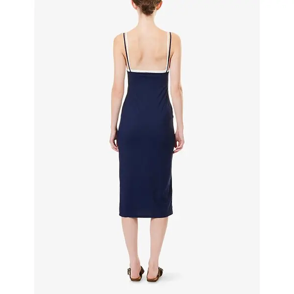 Miu Miu Logo Patch Layered Jersey Midi Dress