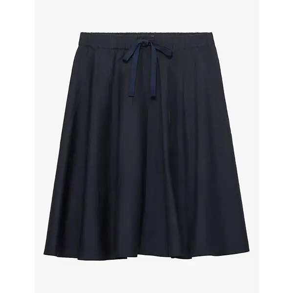 Prada Gathered Light Mohair Wool Midi Skirt