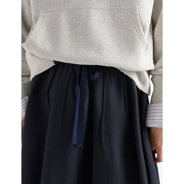 Prada Gathered Light Mohair Wool Midi Skirt