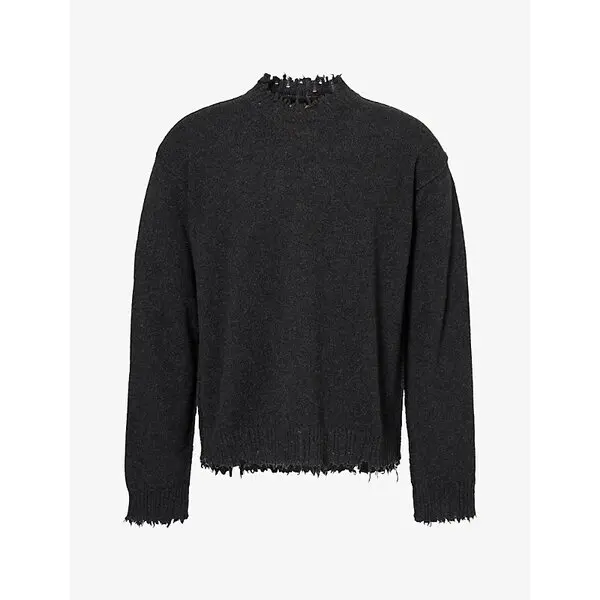 UMA WANG Long Sleeve Raw Edge Cashmere Jumper - Dark Grey