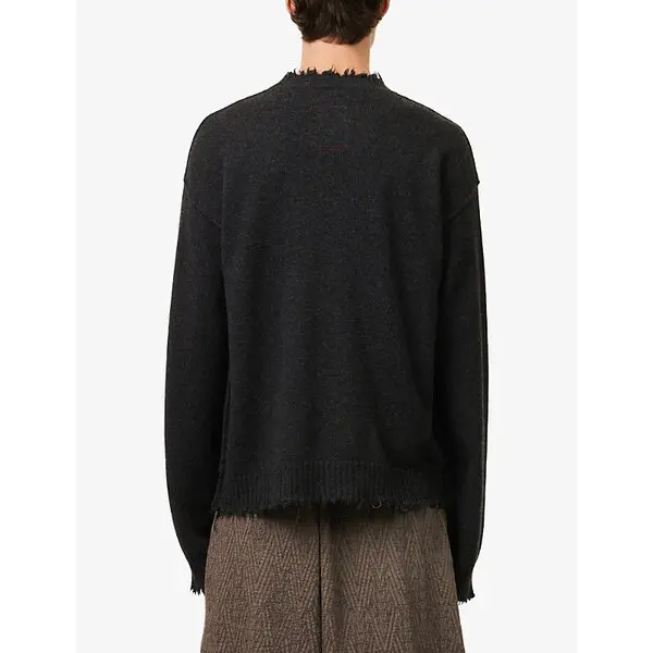UMA WANG Long Sleeve Raw Edge Cashmere Jumper - Dark Grey