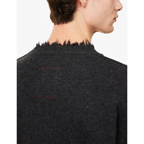 UMA WANG Long Sleeve Raw Edge Cashmere Jumper - Dark Grey