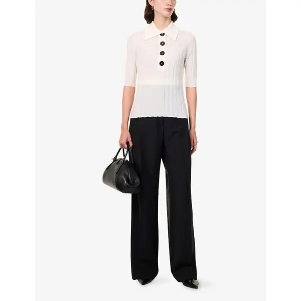NACKIYE Nackiyé Wool Ribbed Polo Knit Top