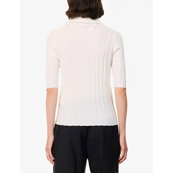 NACKIYE Nackiyé Wool Ribbed Polo Knit Top