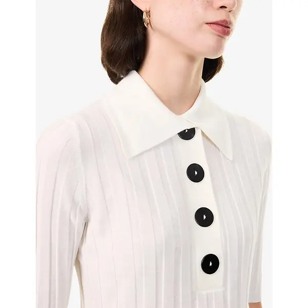 NACKIYE Nackiyé Wool Ribbed Polo Knit Top