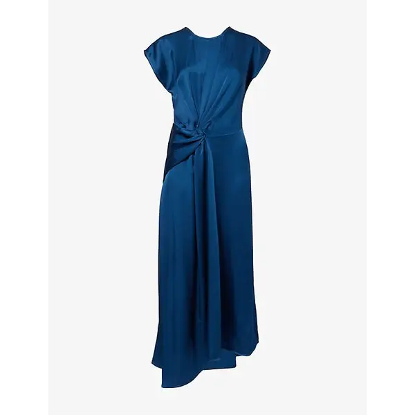 Victoria Beckham Aria Twisted-front Satin Midi Dress