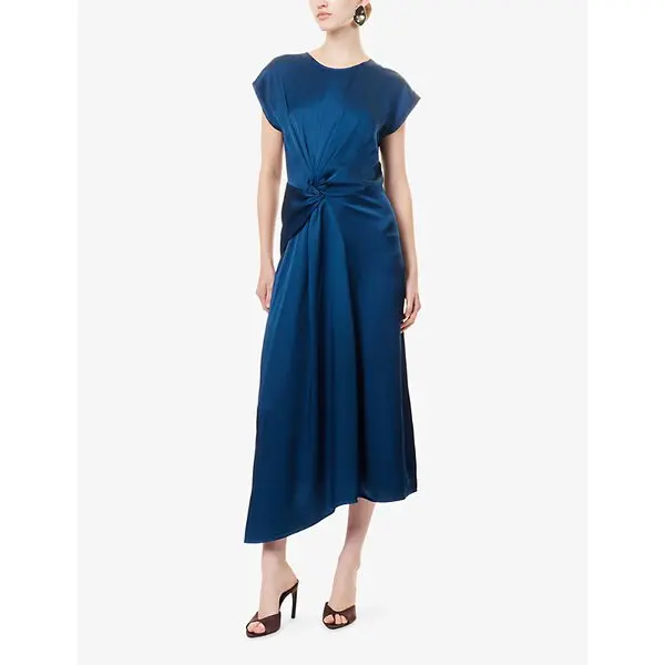 Victoria Beckham Aria Twisted-front Satin Midi Dress