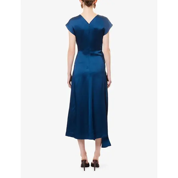 Victoria Beckham Aria Twisted-front Satin Midi Dress