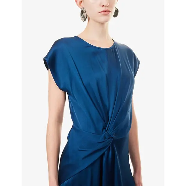 Victoria Beckham Aria Twisted-front Satin Midi Dress