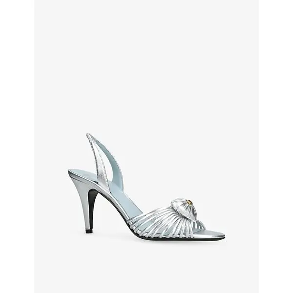 Valentino Garavani Coœur Royal 85 Slingback Metallic Leather Heels