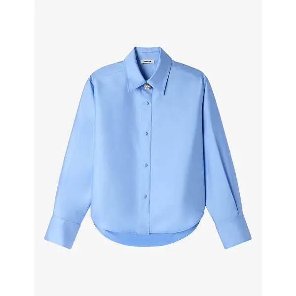 Sandro Embellished Collar Silk-blend Shirt