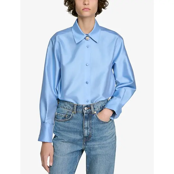 Sandro Embellished Collar Silk-blend Shirt