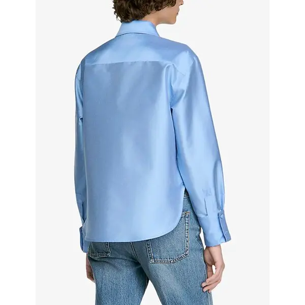 Sandro Embellished Collar Silk-blend Shirt