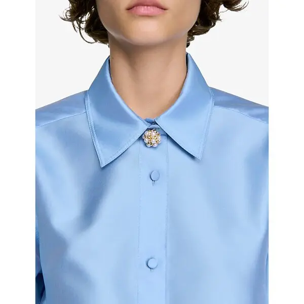 Sandro Embellished Collar Silk-blend Shirt