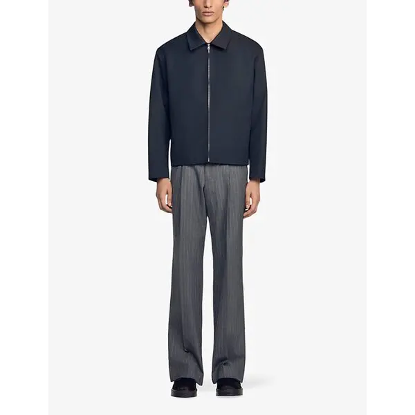 Sandro Zip-up Wool-blend Jacket - Black