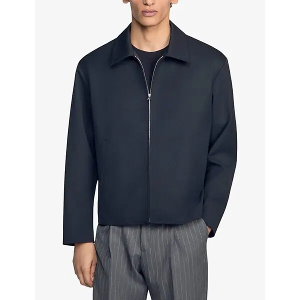Sandro Zip-up Wool-blend Jacket - Black