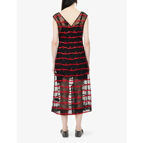 Simone Rocha Ripple Embroidered Mesh Midi Dress