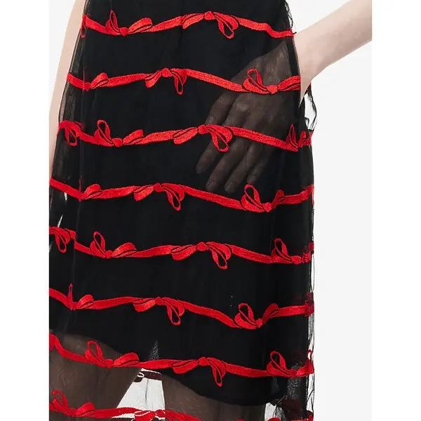 Simone Rocha Ripple Embroidered Mesh Midi Dress