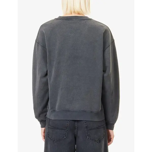 ANINE BING Spencer Embroidered Logo Cotton Sweatshirt