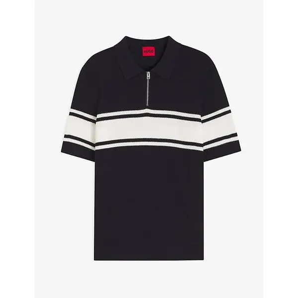 Hugo Short-sleeved Striped Knitted Polo Jumper
