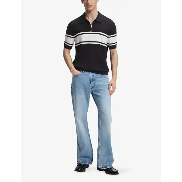 Hugo Short-sleeved Striped Knitted Polo Jumper