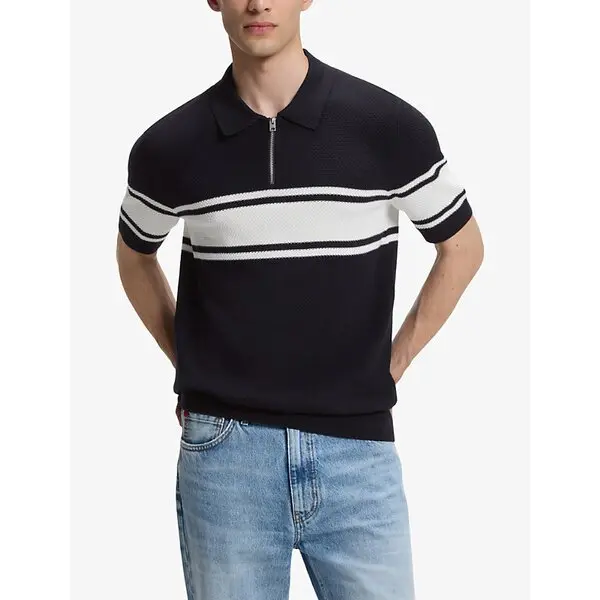 Hugo Short-sleeved Striped Knitted Polo Jumper