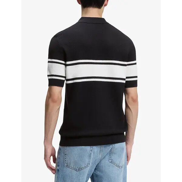 Hugo Short-sleeved Striped Knitted Polo Jumper