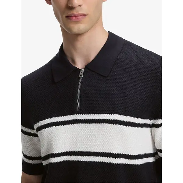 Hugo Short-sleeved Striped Knitted Polo Jumper