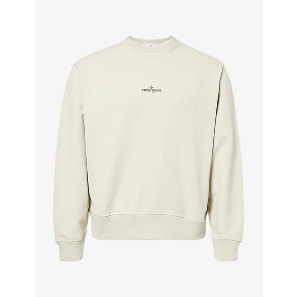 Stone Island Blur-compass Crew-neck Cotton Sweatshirt - Sand