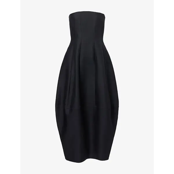 Khaite Strapless Wool And Silk-blend Midi Dress