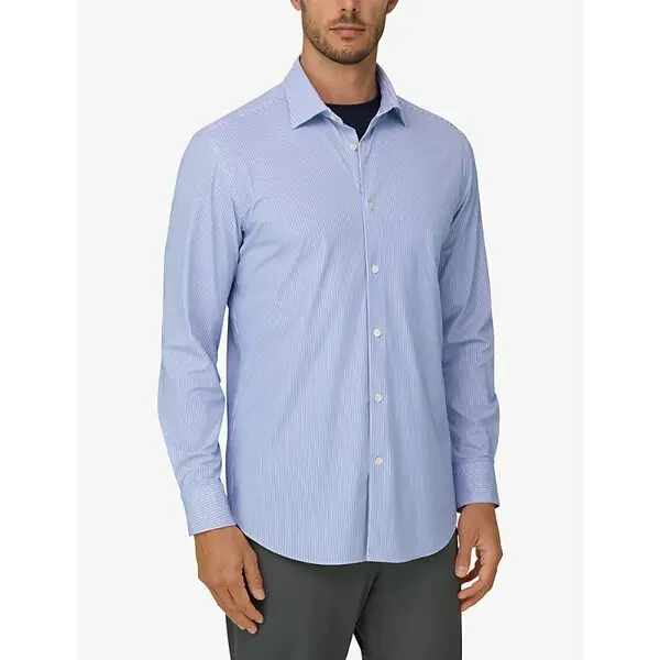 Boggi Milano Striped Long-sleeved Stretch-woven Shirt Xxl - Navy Blue