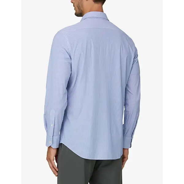 Boggi Milano Striped Long-sleeved Stretch-woven Shirt Xxl - Navy Blue