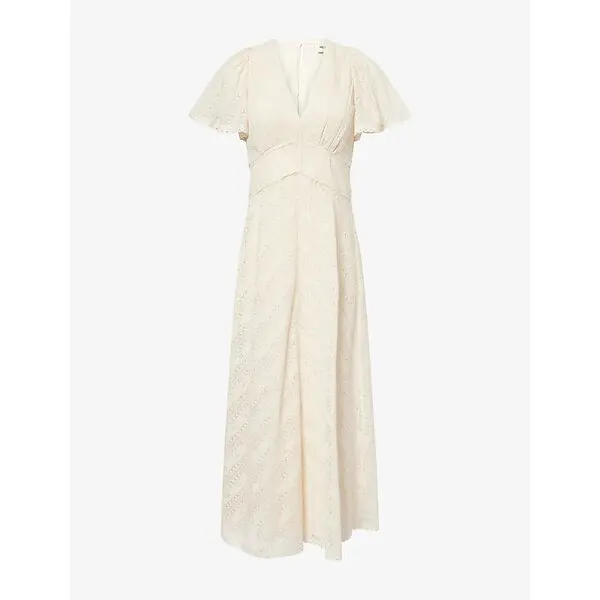 ME+EM V-neck Flared Lace Maxi Dress