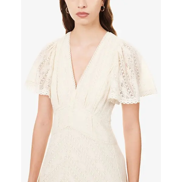 ME+EM V-neck Flared Lace Maxi Dress