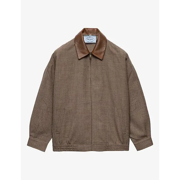 Prada Houndstooth Relaxed-fit Wool Jacket