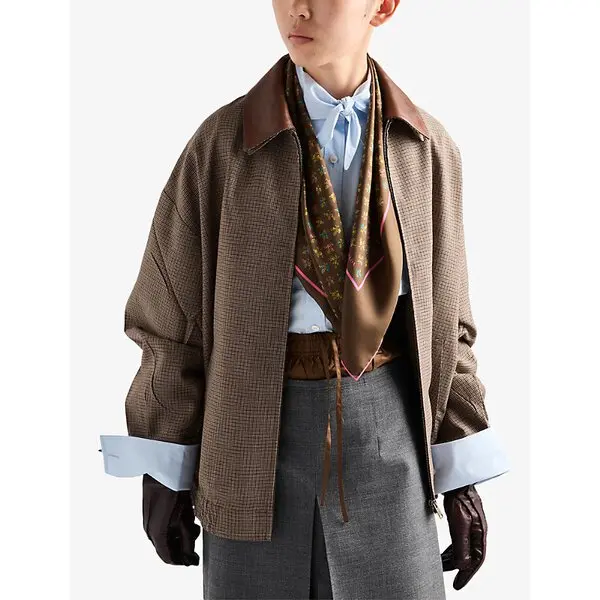 Prada Houndstooth Relaxed-fit Wool Jacket