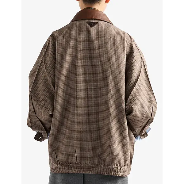 Prada Houndstooth Relaxed-fit Wool Jacket